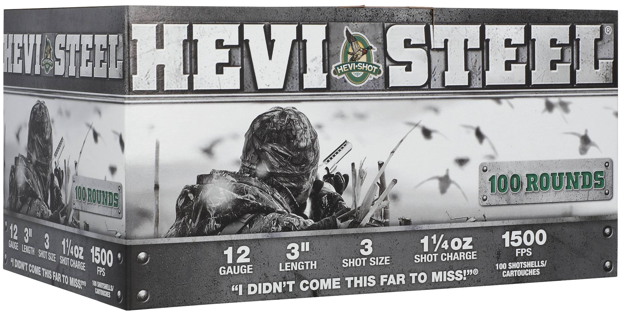 Buy Hevi-Steel 12 Gauge Ammo | 3 Shot, 1 1/4 oz, 3in / 76mm, 1500 FPS | HEVI-SHOT