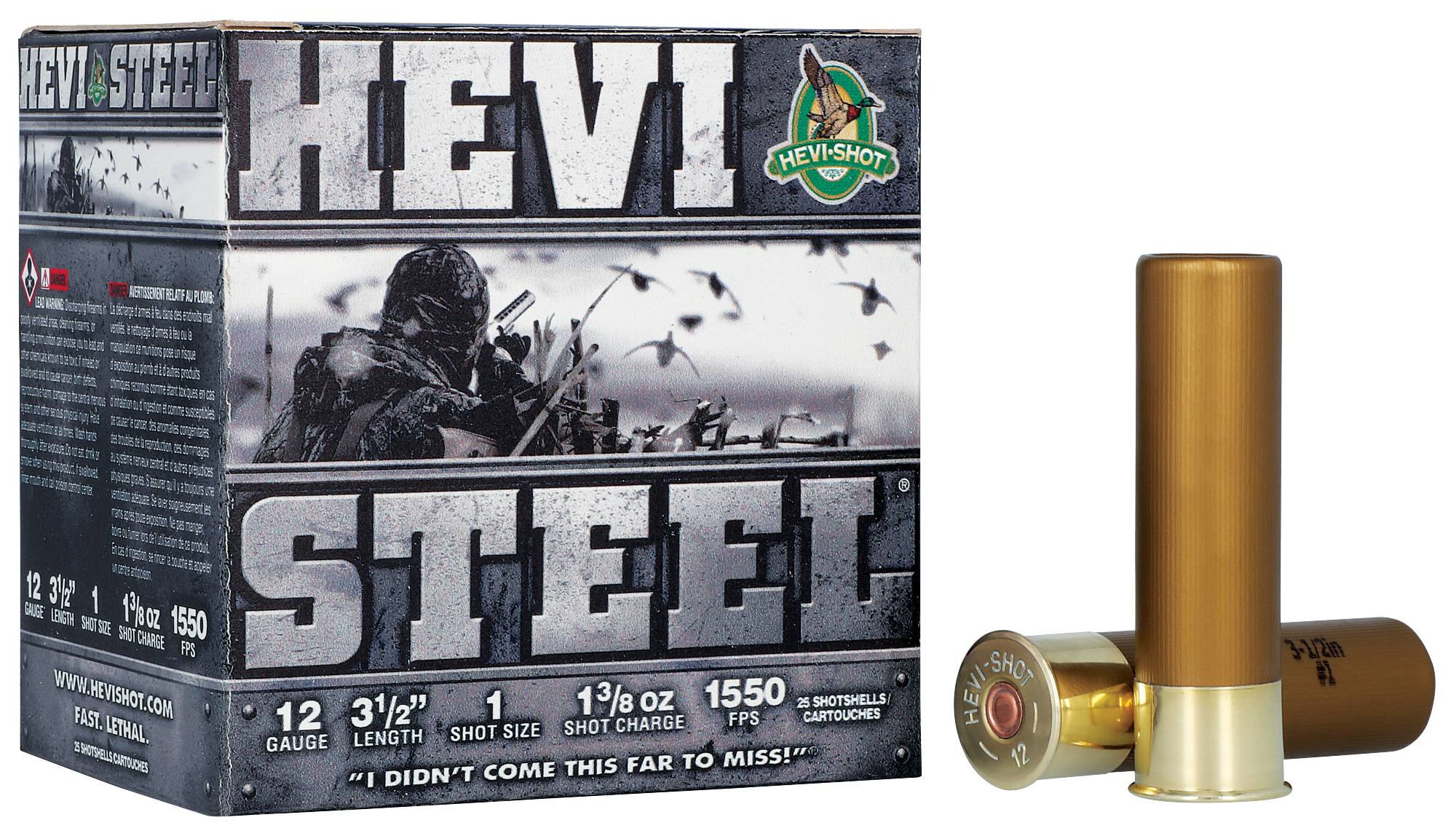 Buy Hevi-Steel 12 Gauge Ammo | 1 Shot, 1 3/8 oz, 3-1/2in / 89mm, 1550 FPS | HEVI-SHOT