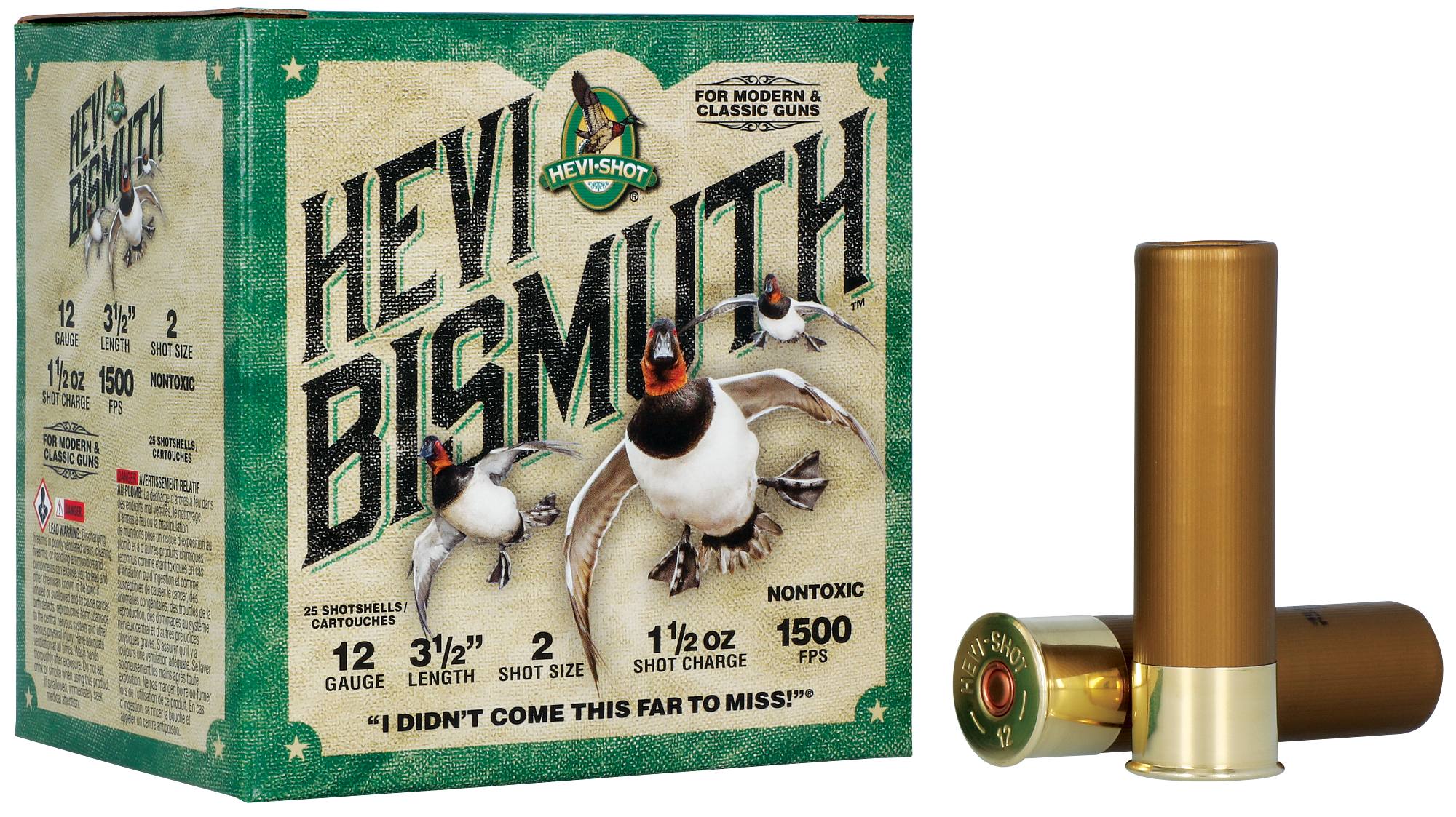 Buy Hevi-Bismuth 12 Gauge Ammo | 2 Shot, 1 1/2 oz, 3-1/2in / 89mm, 1500 FPS | HEVI-SHOT